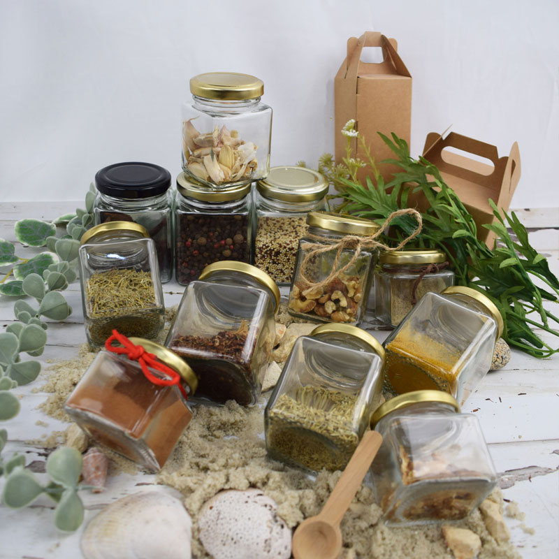 Pixel 80ml Glass Jar with Golden Lid